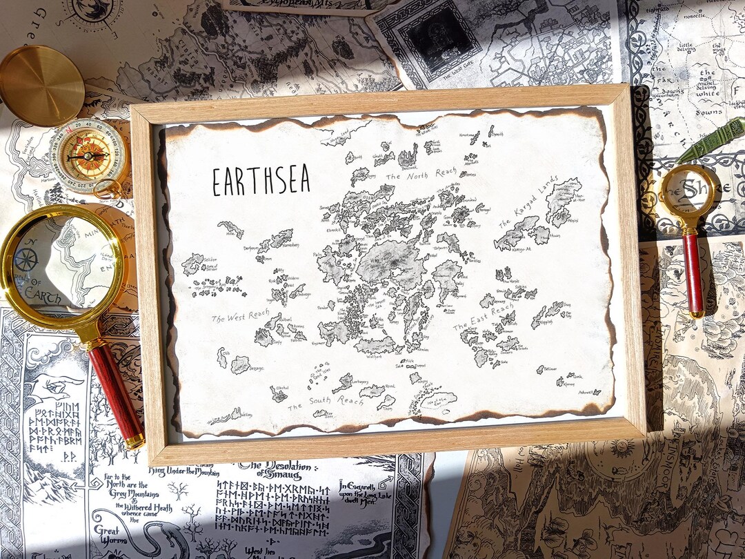 Earthsea Map, Fanart Inspired by the Earthsea Cycle Fantasy World, Wall ...