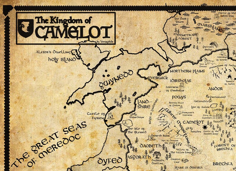 Kingdom of Camelot Map Poster: King Arthur, Merlin World Map - Etsy