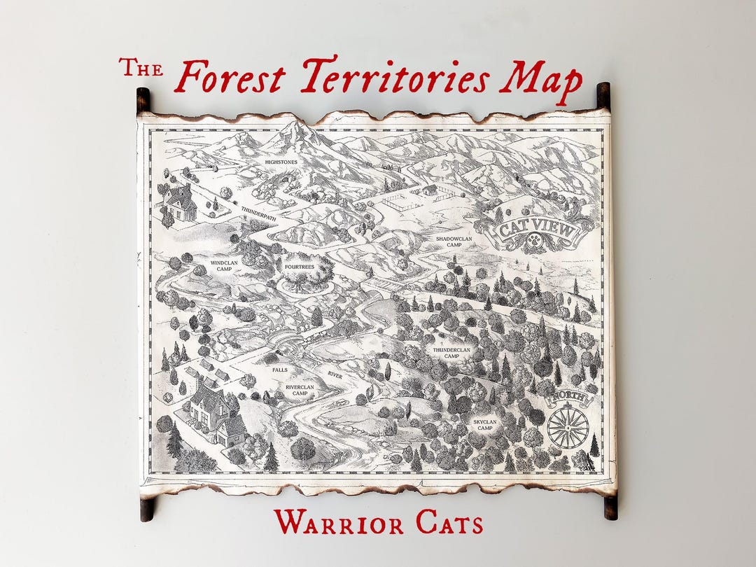 The Forest Territories on Handmade Scroll - Warrior Cats Map, Bookish ...