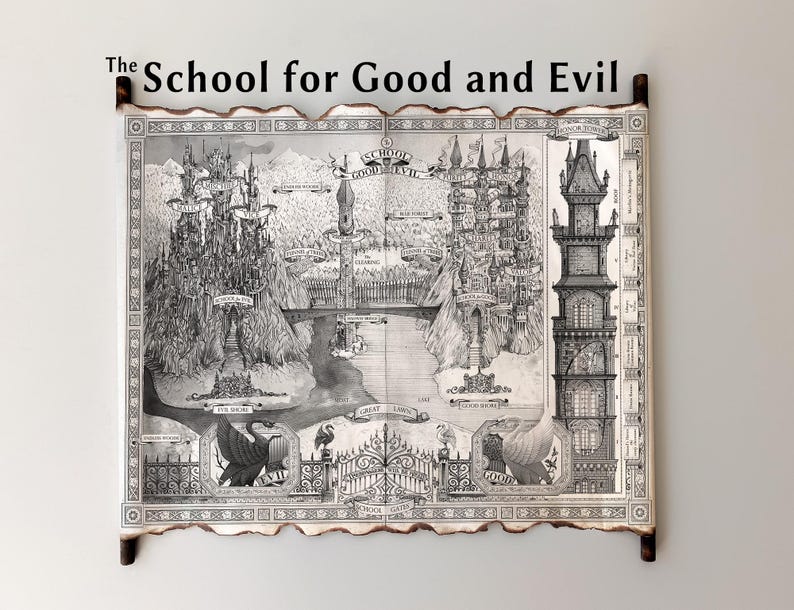 The School for Good and Evil Map: Handmade Book Series Scroll - Etsy