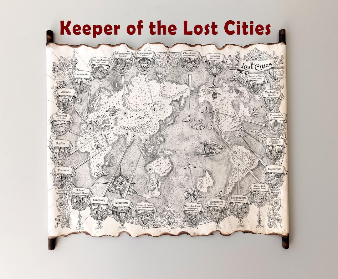 Keeper of the Lost Cities Map on Handmade Scroll: Fantasy Book Lover ...