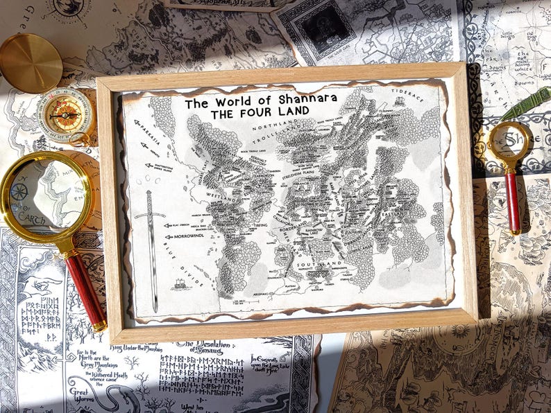 World of Shannara - Handmade Scroll - Four Lands Map, Bookish Gift ...