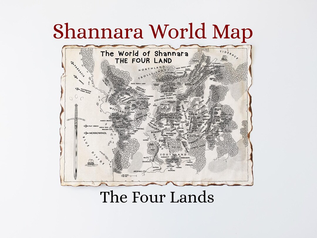 World of Shannara - Handmade Scroll - Four Lands Map, Bookish Gift ...