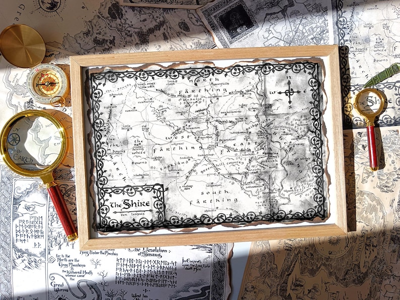 Fantasy Inspired Popular Book Map – Fiction Bookish Wall Art, Shire Map ...