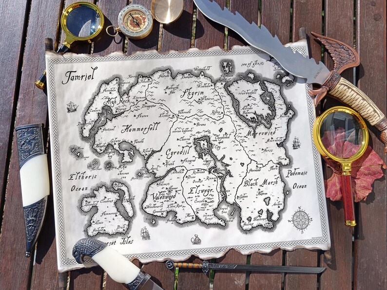 Map of Tamriel - Handmade Scroll - Continent of Tamriel, the Elder ...
