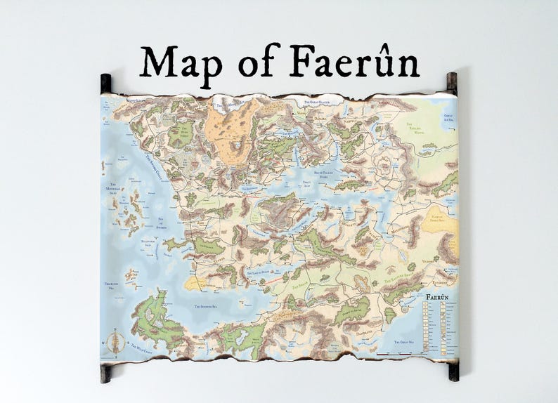 Handmade Faerun World Map Scroll: Dungeons & Dragons, Forgotten Realms ...