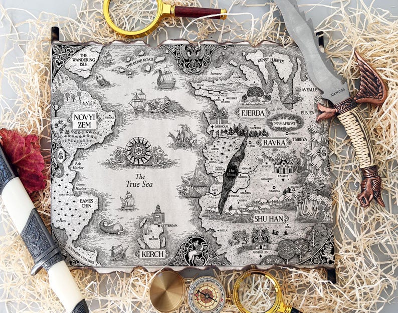 Grishavers World Map - Handmade Scroll - FREE SHIPPING, Shadow and Bone ...