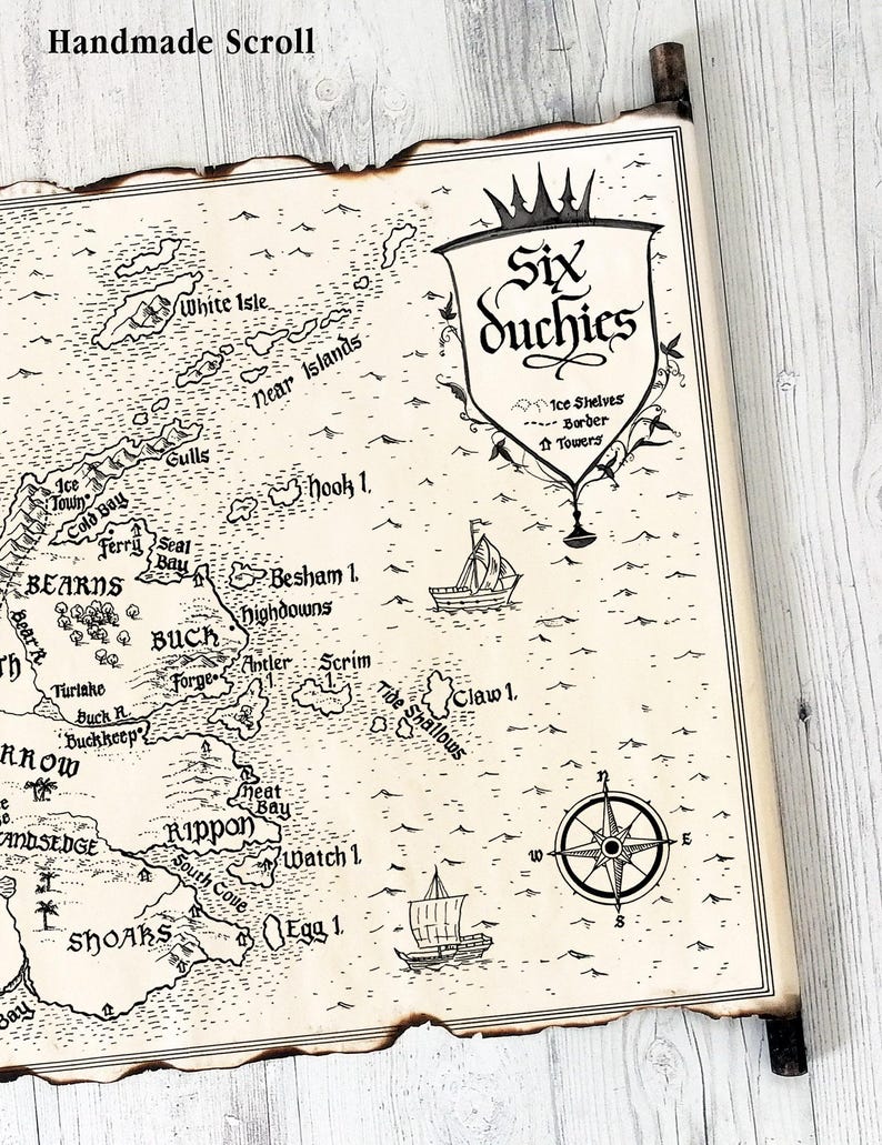 Book Map of Six Duchies - Realm of the Elderlings World, Bookish Gift ...
