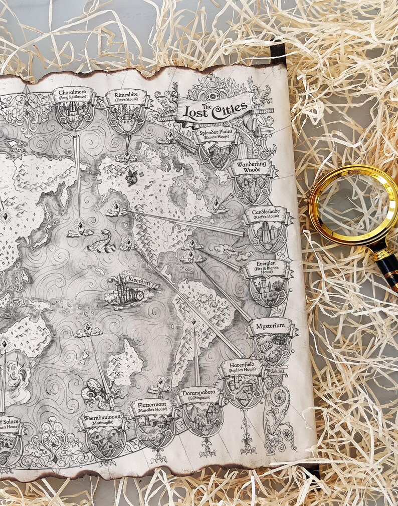 Keeper of the Lost Cities Map on Handmade Scroll: Fantasy Book Lover ...
