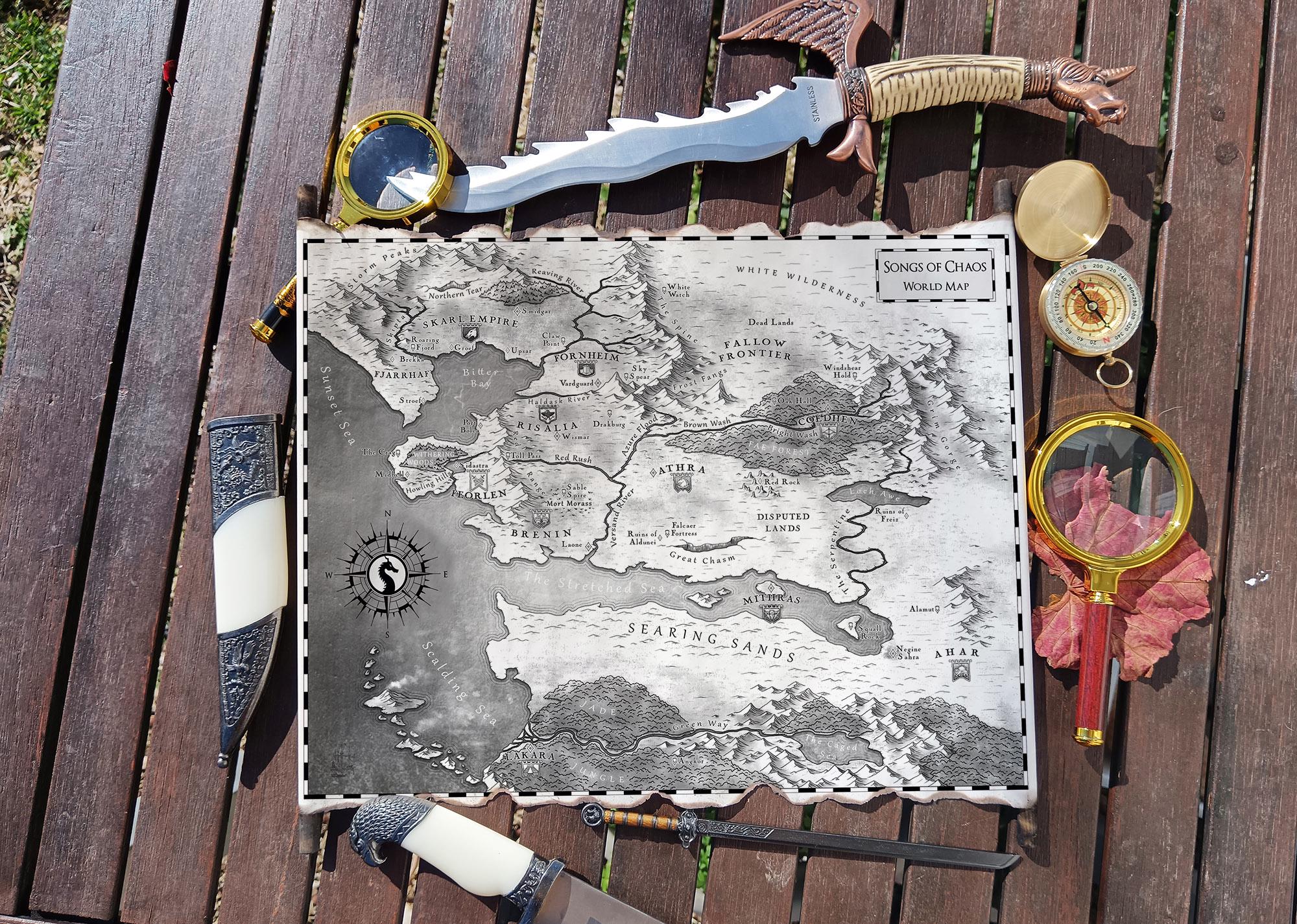 Ascendant World Map on Handmade Scroll: Songs of Chaos Book Map - Etsy