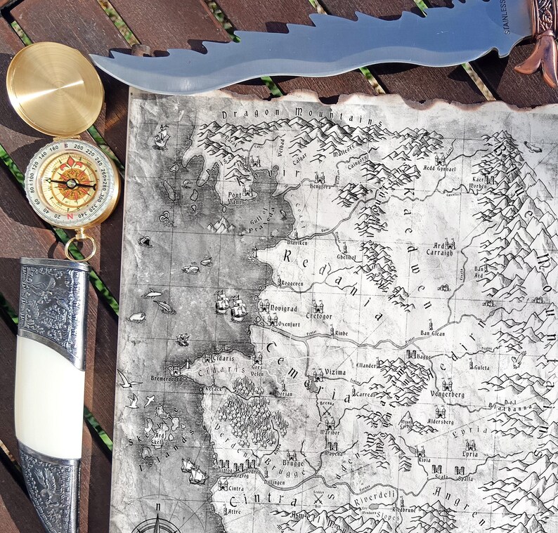 Handmade Witcher Map Scroll – Northern Realms, Fantasy World Art - Etsy