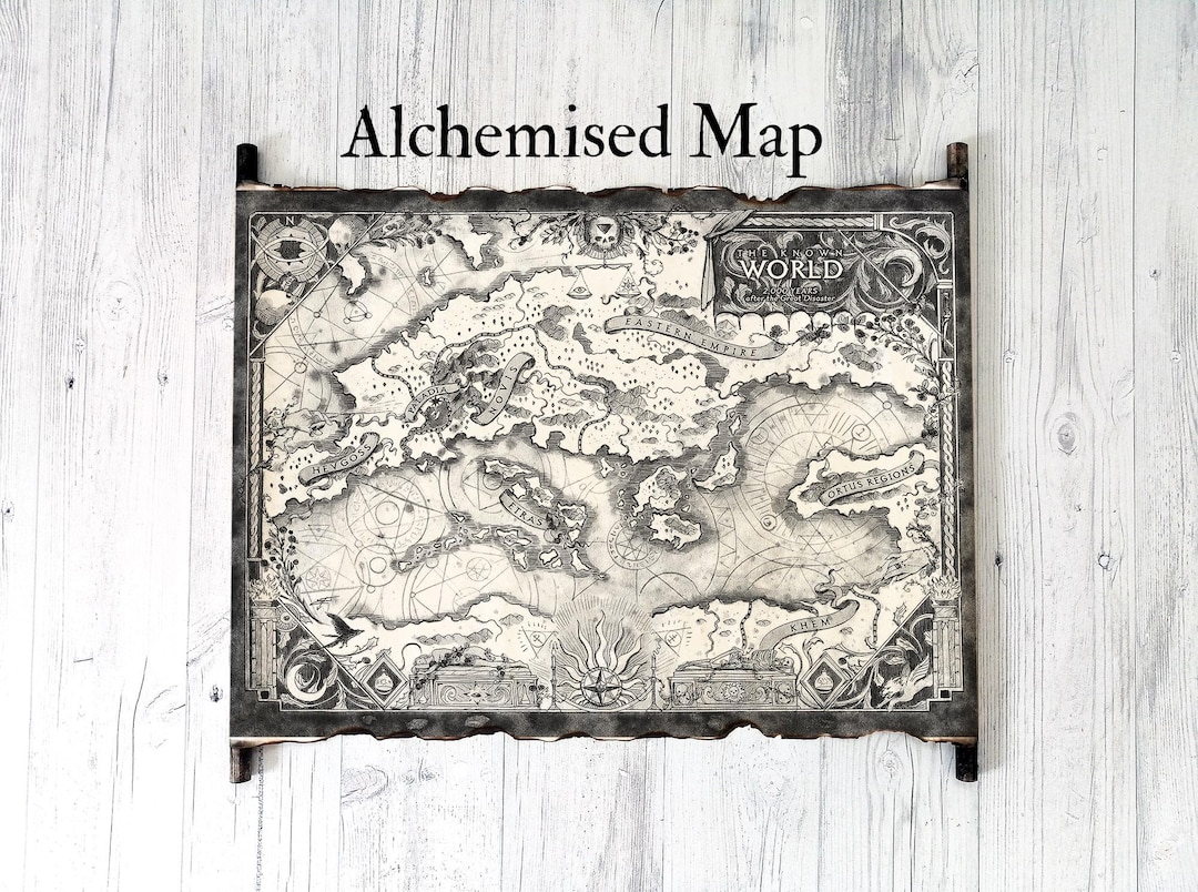 Alchemised World Map Scroll: Handmade Fantasy Art, Bookish Gift - Etsy