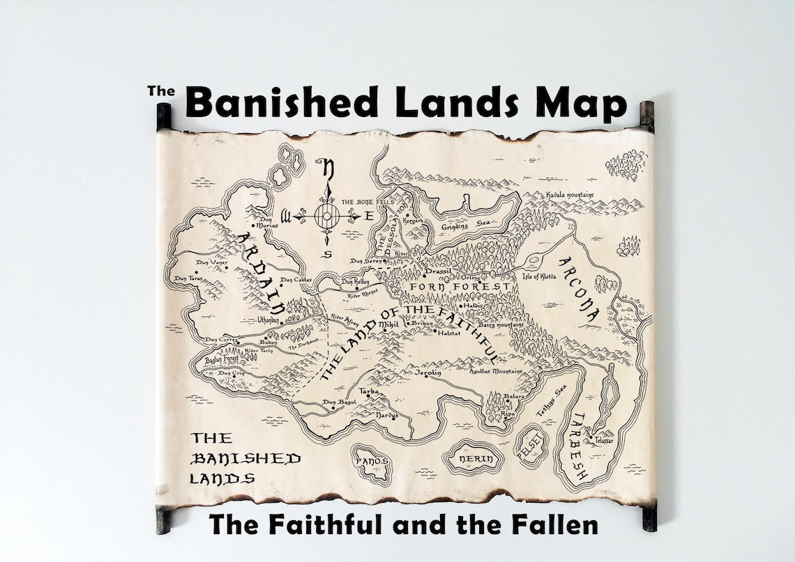 Banished Lands Map Scroll: the Faithful and the Fallen, Malice Book ...