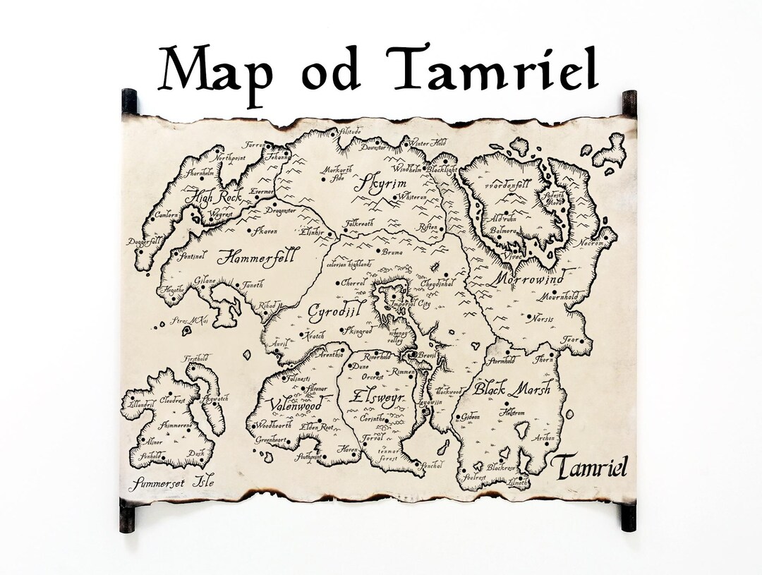 Tamriel Map - Handmade Scroll - the Elder Scrolls Map, Skyrim Map ...