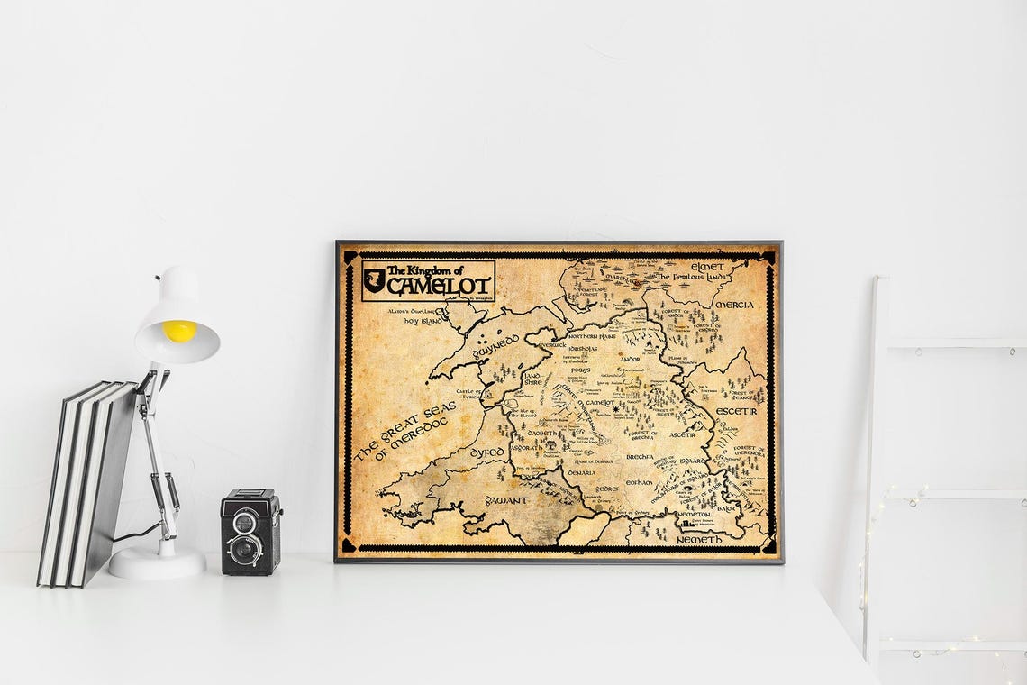 Kingdom of Camelot Map Poster: King Arthur, Merlin World Map - Etsy