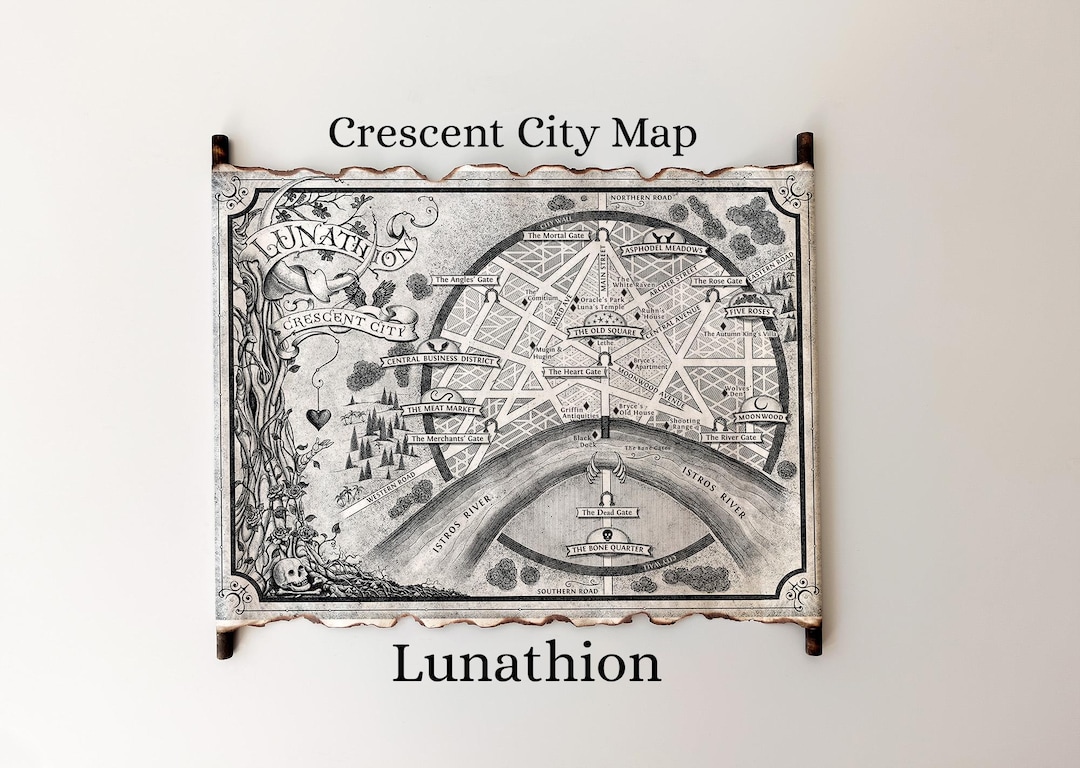 Lunathion Map, Crescent City, Fantasy Wall Art, Bookish Gift, Book ...