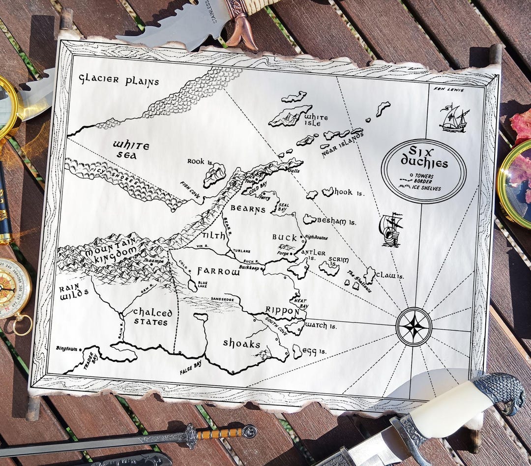 Map of Six Duchies - Handmade Scroll - Assassin's Apprentice Book Map ...