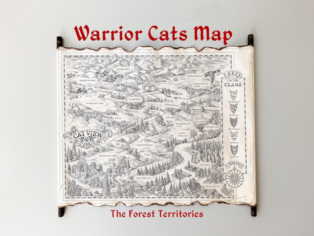Warrior Cats Map, the Forest Territories Map - Handmade Scroll - Warrior Book Map, the Old ...