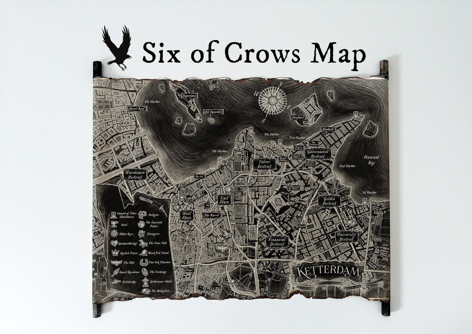 Six of Crows Ketterdam Map: Handmade Grishaverse Scroll - Etsy