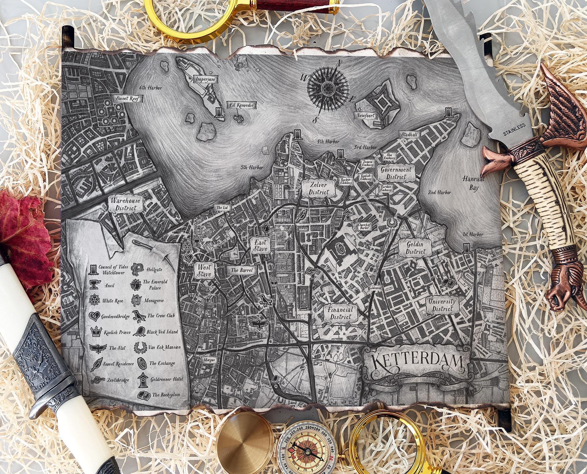 Ketterdam Map Scroll: Six of Crows Grishaverse Book Art - Etsy
