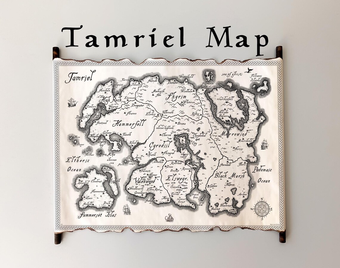 Map of Tamriel - Handmade Scroll - Continent of Tamriel, the Elder ...