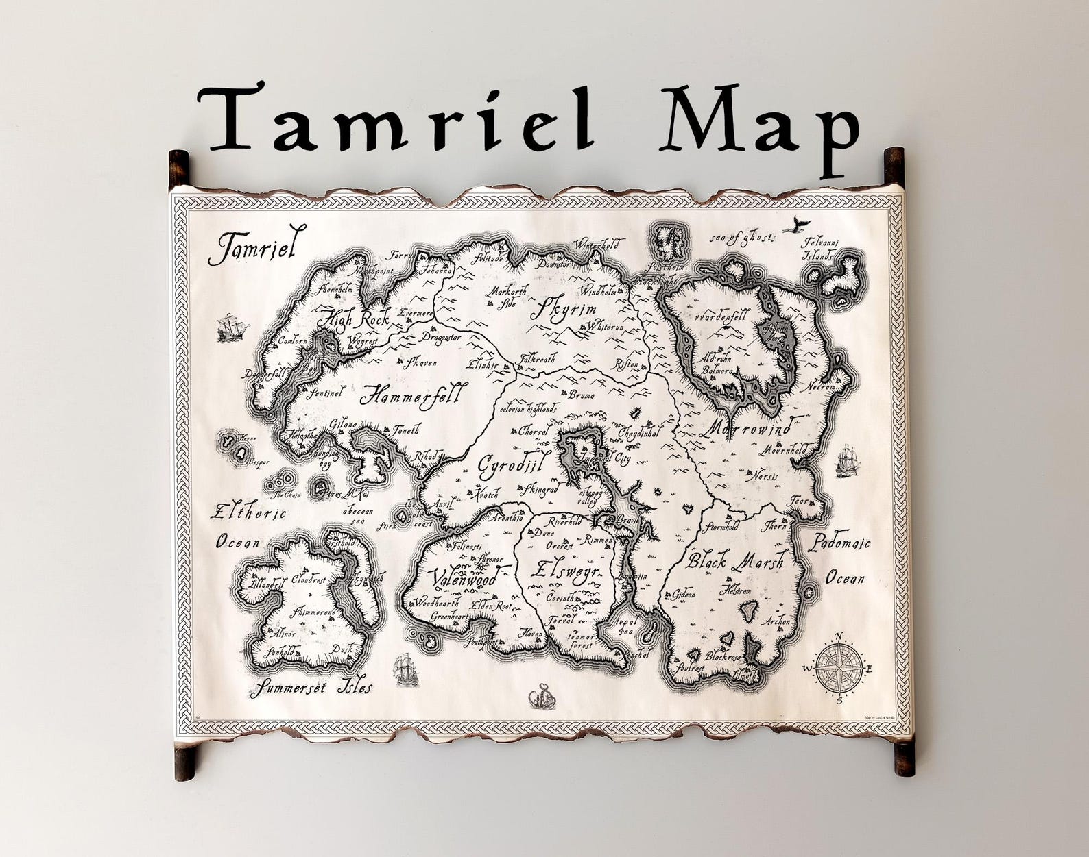 Map of Tamriel - Handmade Scroll - Continent of Tamriel, the Elder ...