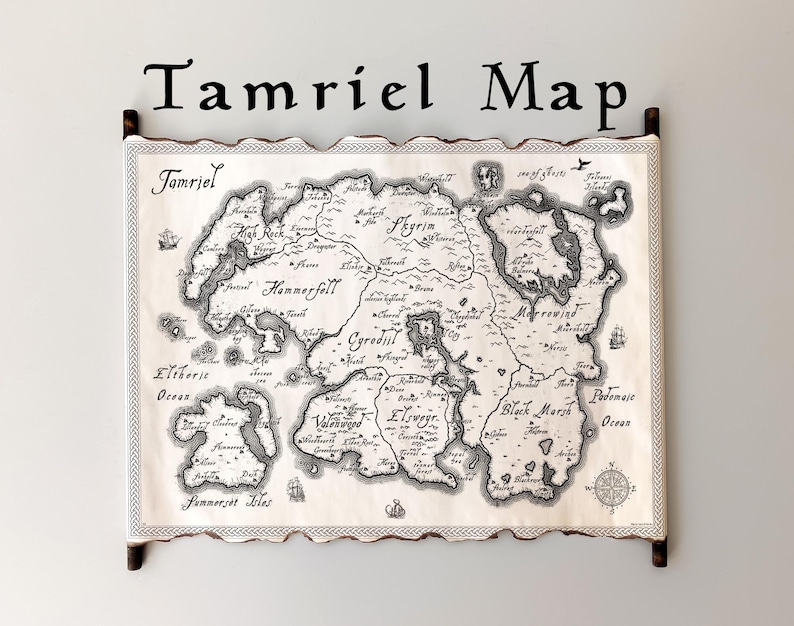Map of Tamriel - Handmade Scroll - Continent of Tamriel, the Elder ...