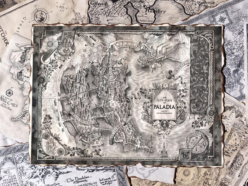 Map of Paladia on Handmade Scroll: Alchemised Book Love Fantasy Art - Etsy