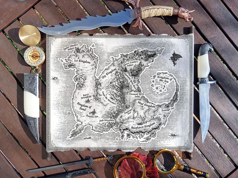 Pyrrhia Map Scroll: Wings of Fire Inspired Dragon Art - Etsy