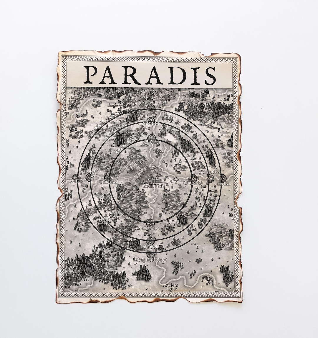 Attack on Titan Map, Paradis Island, Burnt Edges Wall Art - Etsy Canada