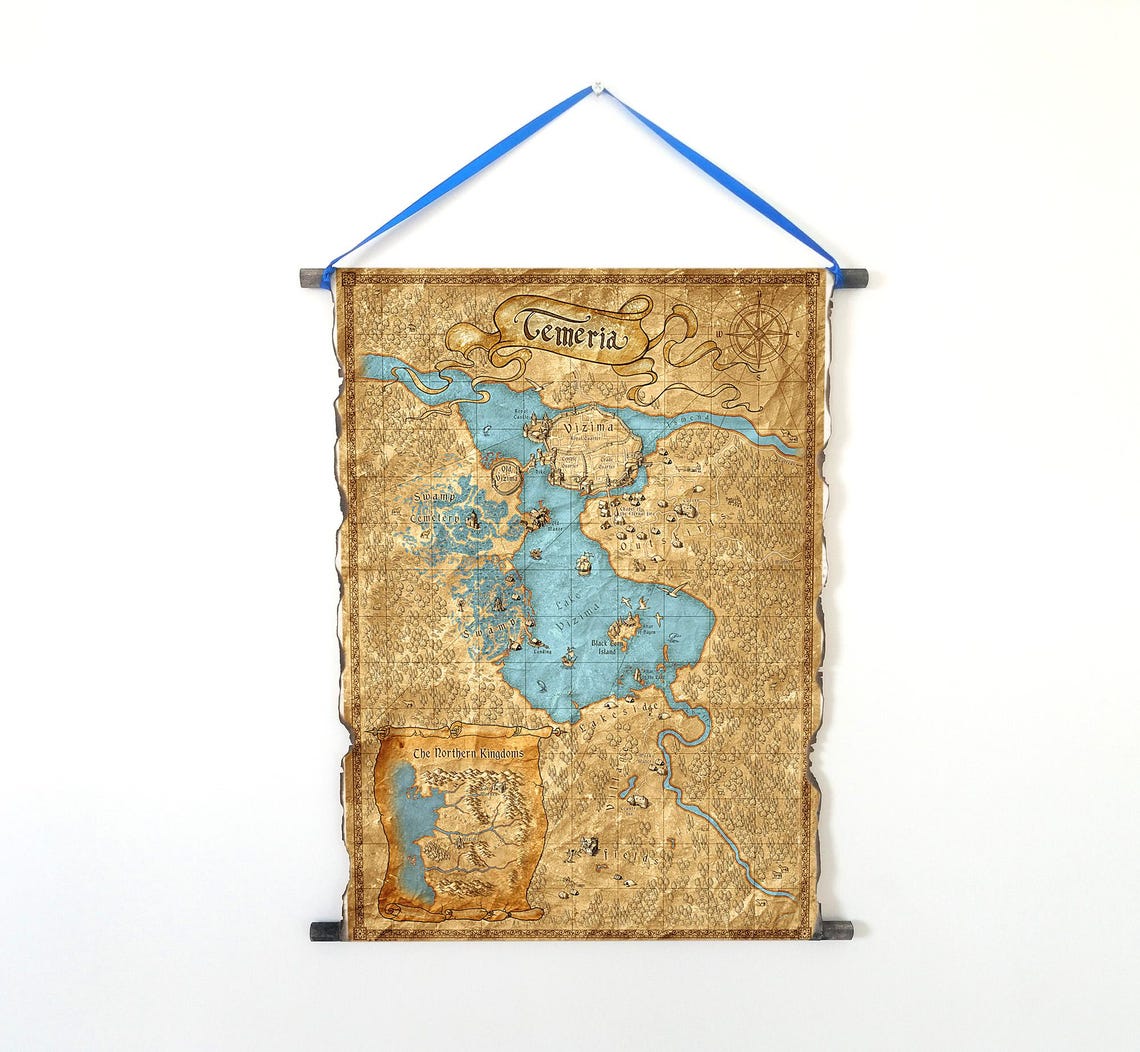 Kingdom of Temeria Map - the Witcher World, Handmade Scroll, the ...