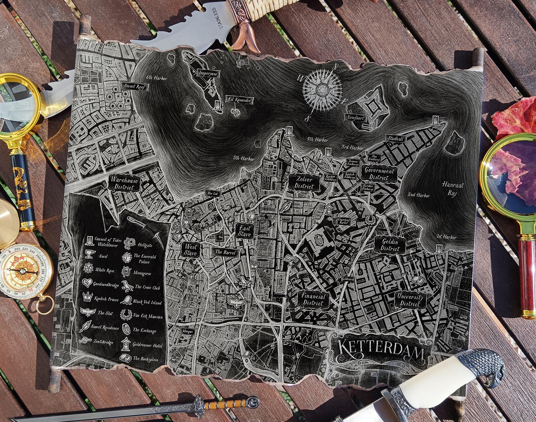 Six of Crows Ketterdam Map: Handmade Grishaverse Scroll - Etsy