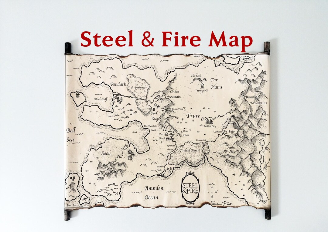 Steel and Fire Book Map - Handmade Scroll - the Fire Queen’s Apprentice ...