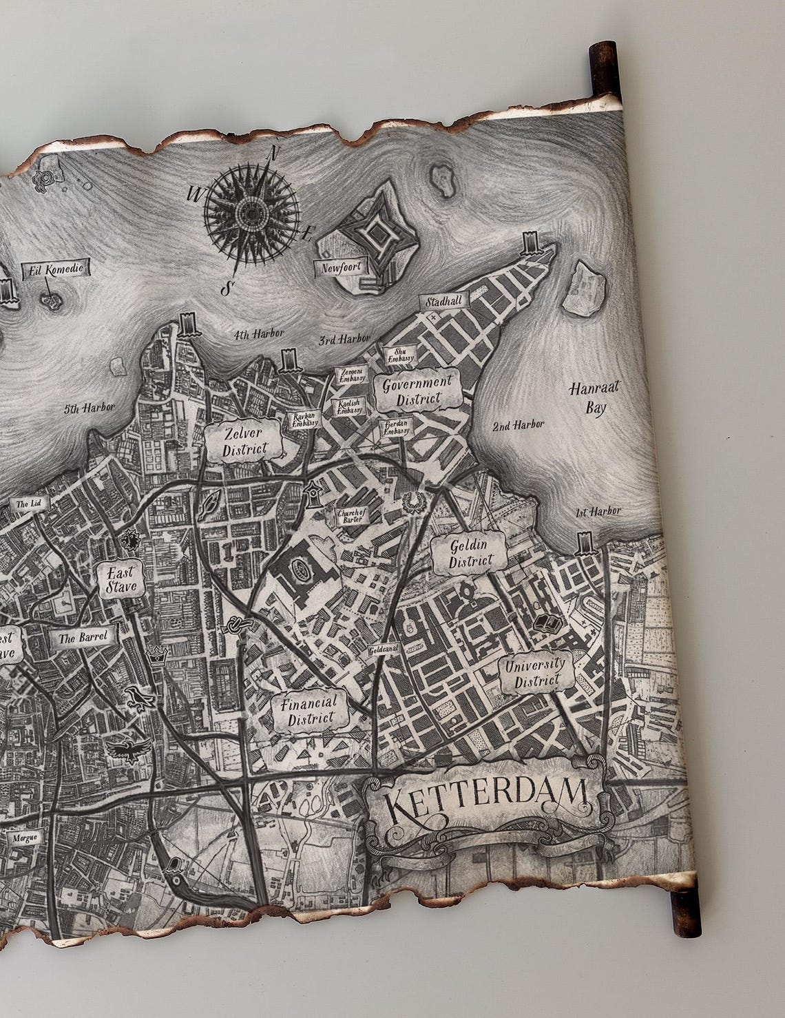 Ketterdam Map Scroll: Six of Crows Grishaverse Book Art - Etsy