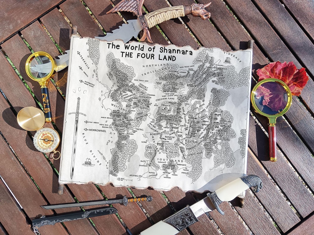 Shannara Chronicles Map - Handmade Scroll - Shannara World Map, the Four Lands Map, the Sword of ...