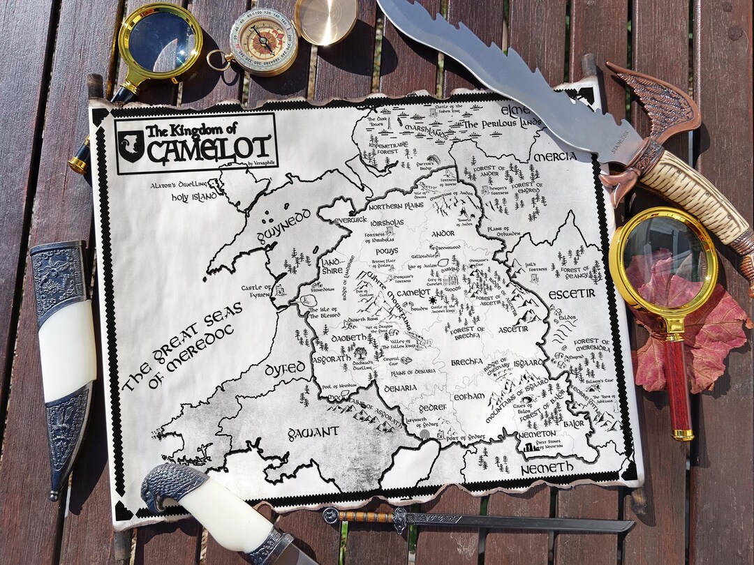Camelot Map - Handmade Scroll - King Arthur Pendragon the Kingdom of ...