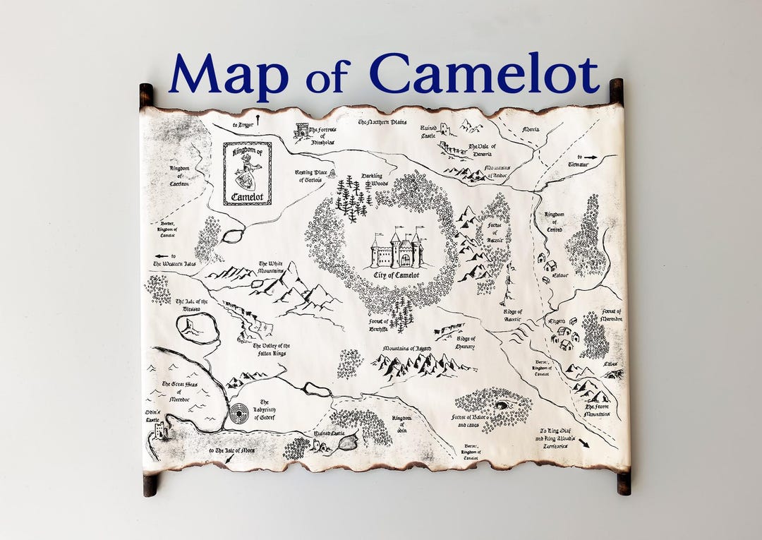 Map of Camelot - Handmade Scroll - Kingdom of Camelot, Merlin Map, King ...