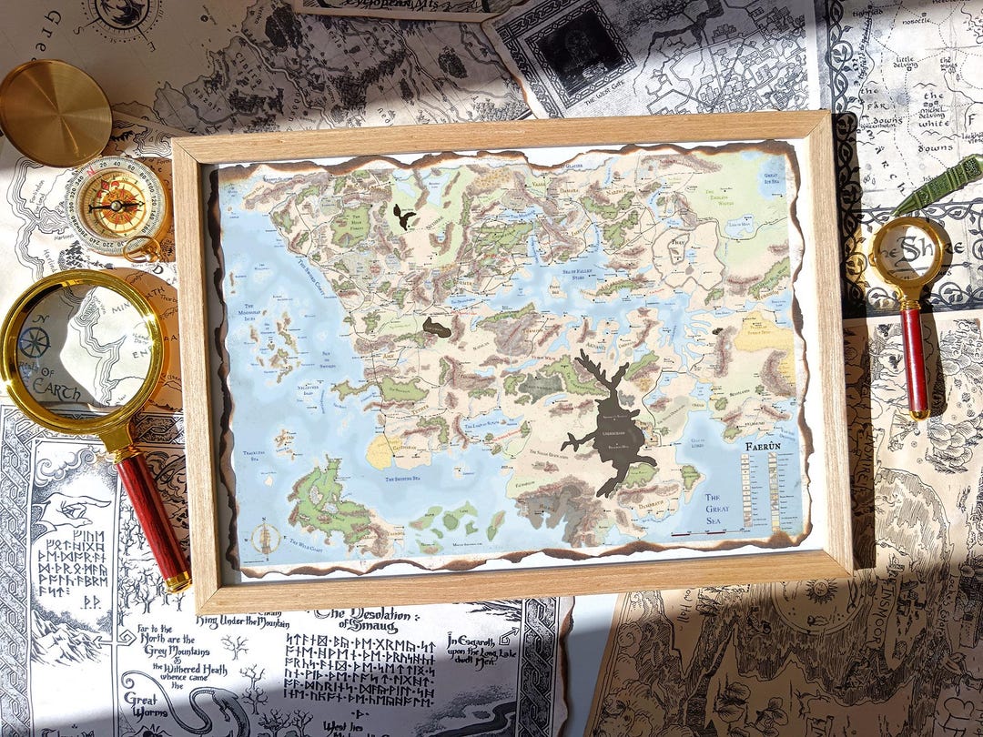Faerûn Map - Wall Art Fiction Map: Dungeons and Dragons, Toril World ...