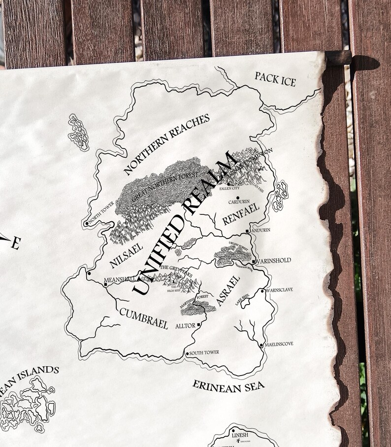 Mapa de fantasía de Blood Song, pergamino hecho a mano, mapa de Raven's ...