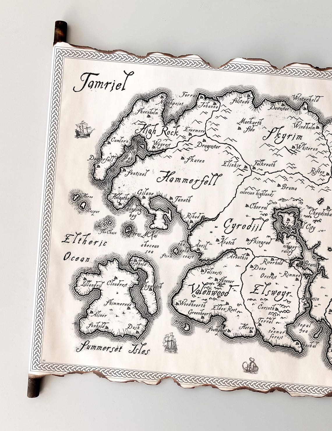 Map of Tamriel - Handmade Scroll - Continent of Tamriel, the Elder ...