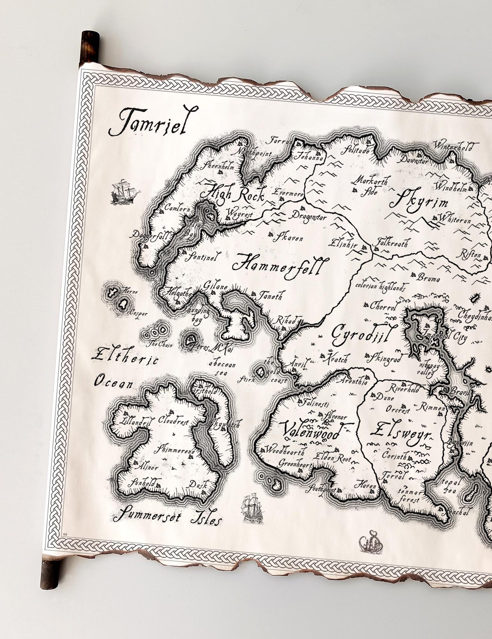 Map of Tamriel - Handmade Scroll - Continent of Tamriel, the Elder ...