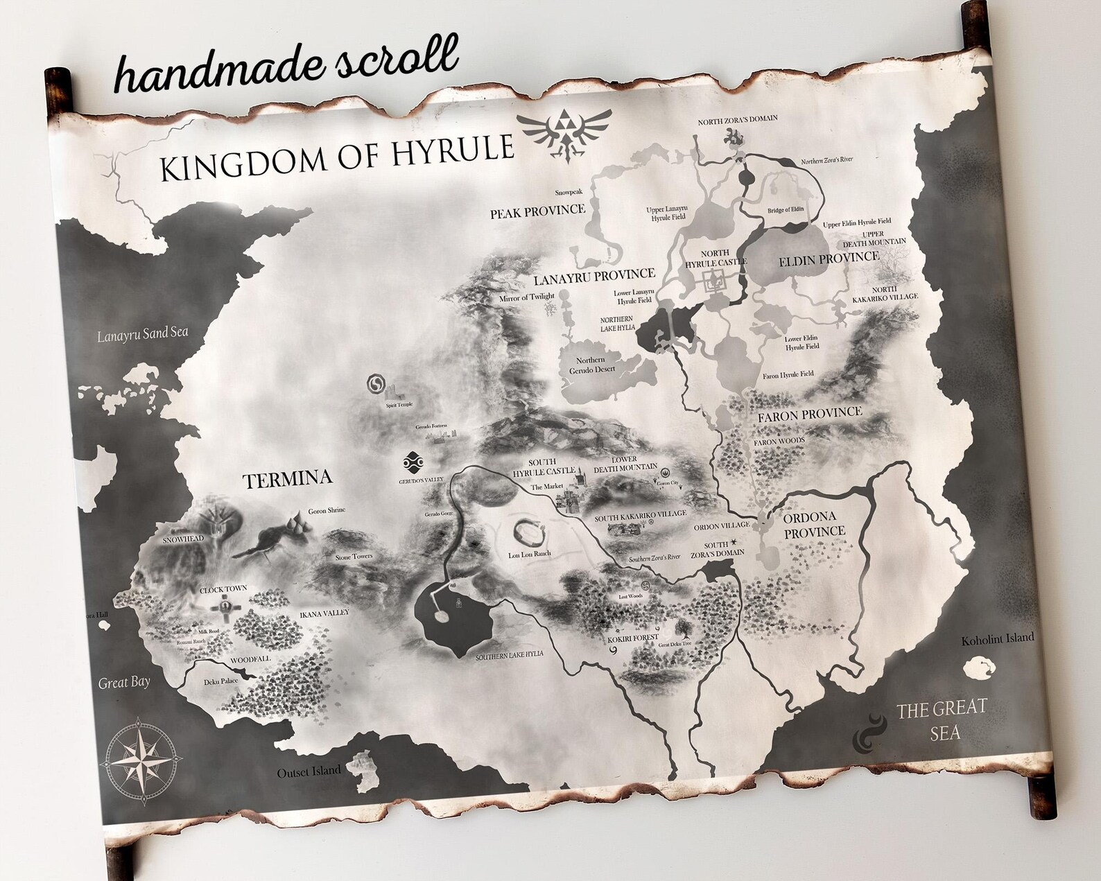 Handmade Hyrule Map Scroll, Zelda Gamer Decor - Etsy