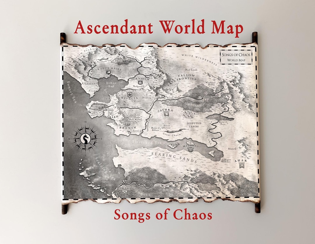 Ascendant World Map on Handmade Scroll: Songs of Chaos Book Map - Etsy