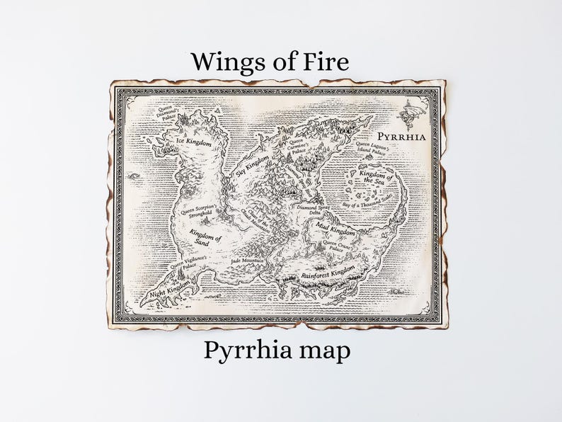 Fantasy Pyrrhia Map: Wings of Fire Inspired Dragon Art, Bookish Gift ...