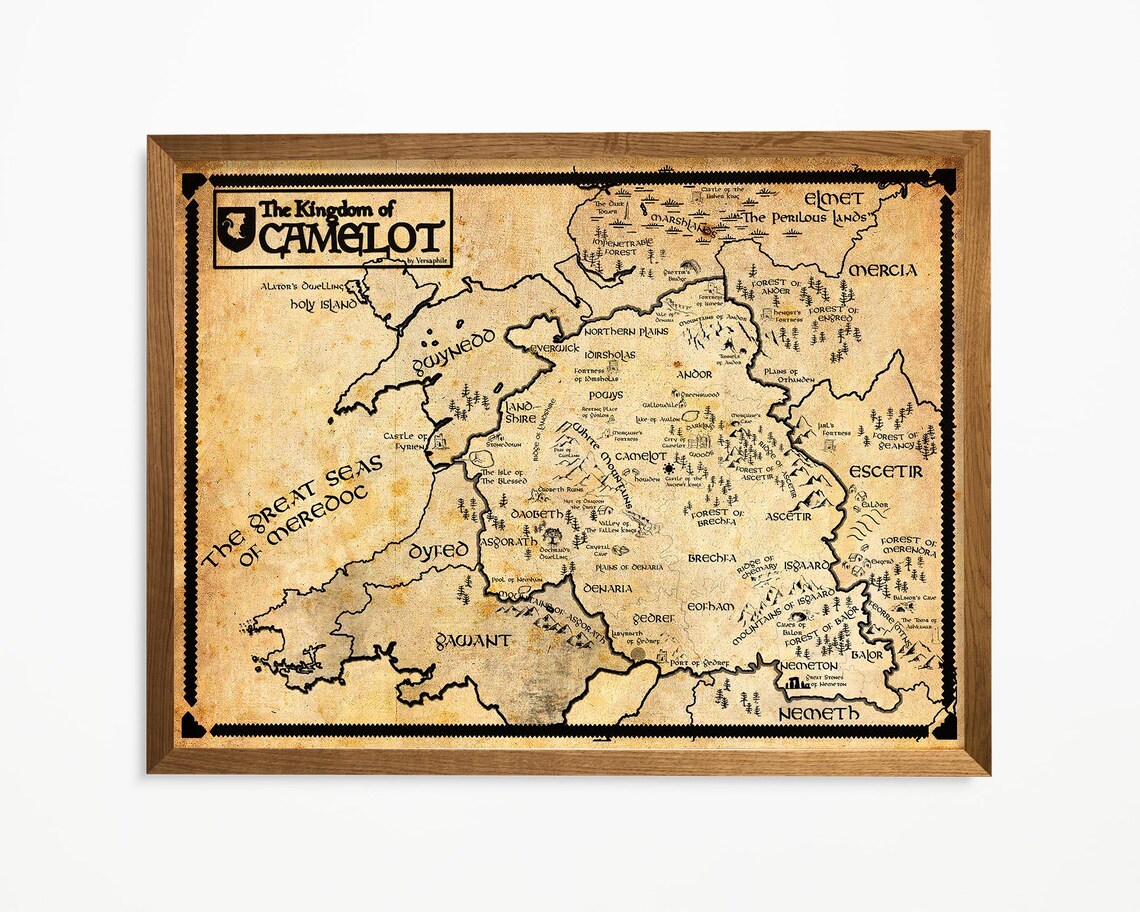 Kingdom of Camelot Map Poster: King Arthur, Merlin World Map - Etsy