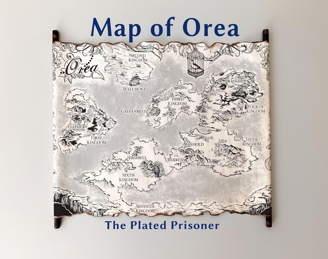 Map of Orea - Handmade Scroll, Best Gift for Book Lovers, the Plated ...