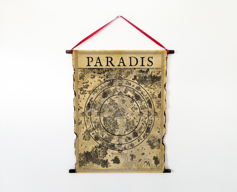 Attack on Titan Map, Paradis Island, Burnt Edge Fantasy Scroll Poster ...