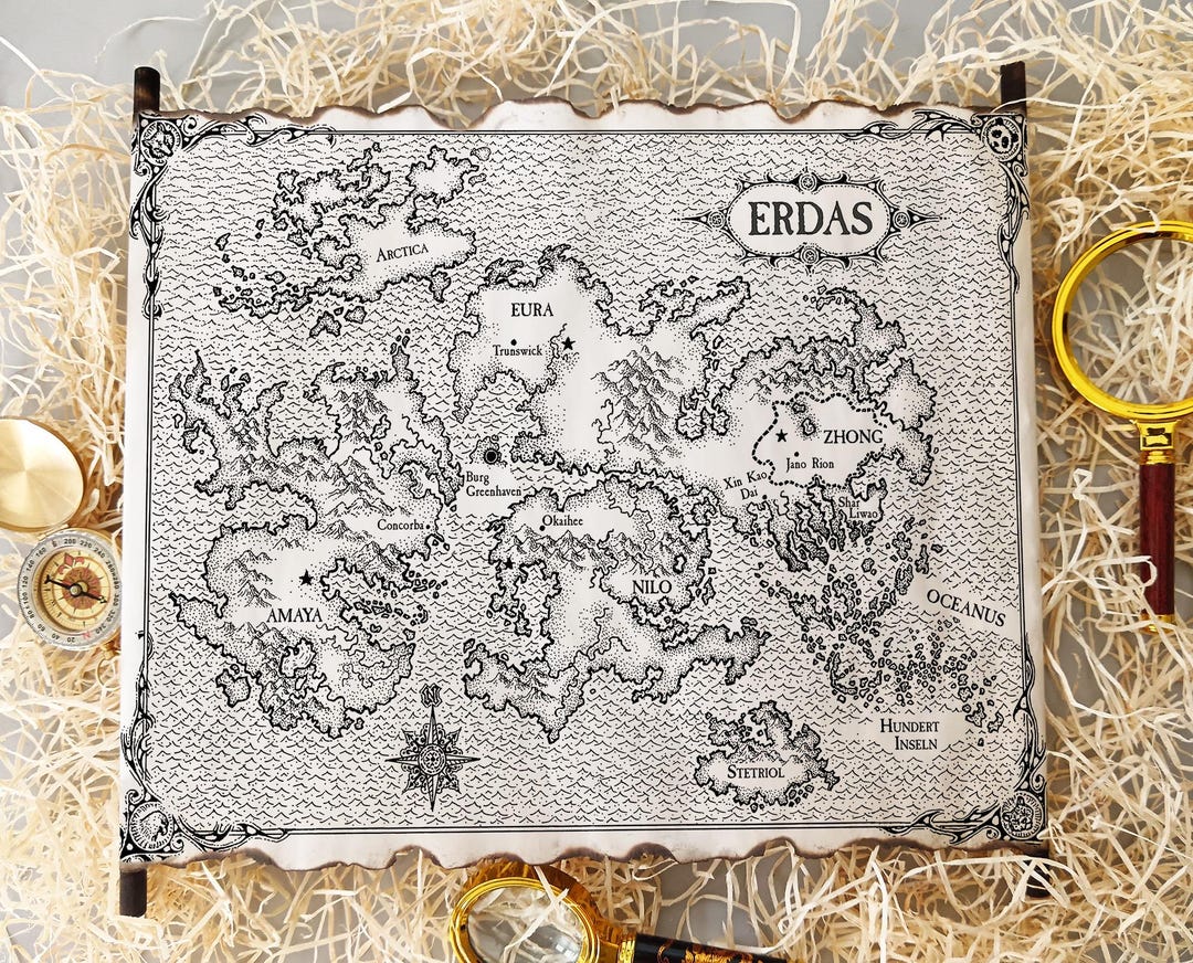 Erdas Map - Spirit Animals Book Map - Fantasy Map - Handmade Scroll ...
