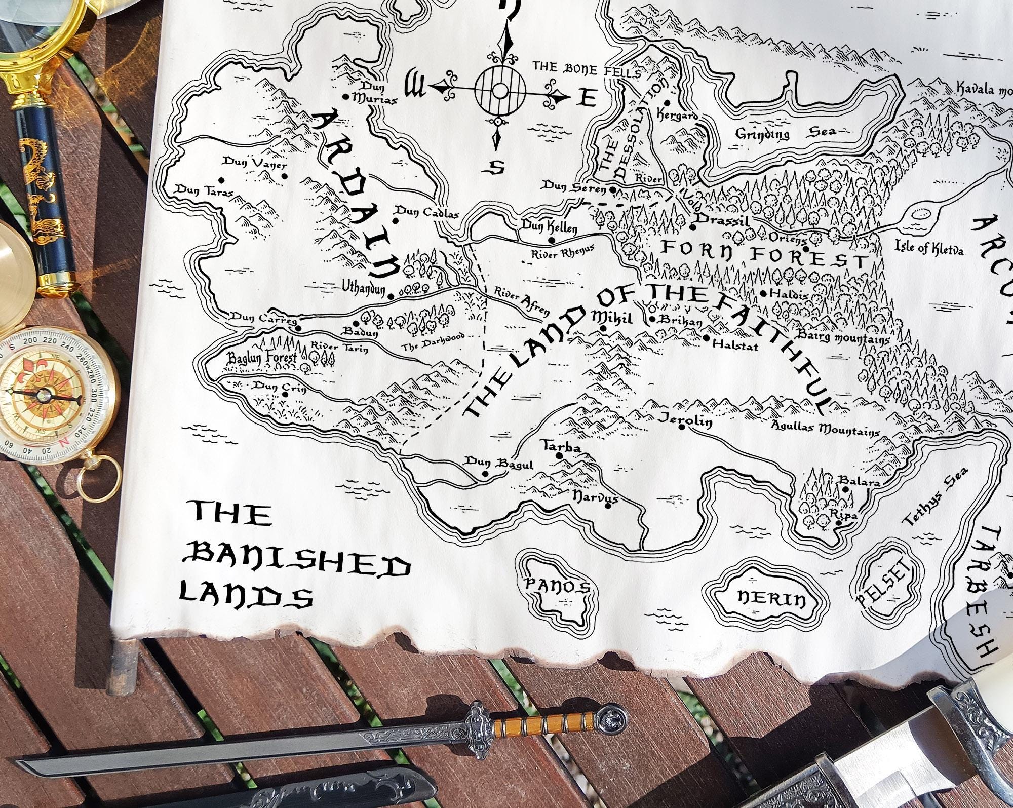 Banished Lands Map Scroll: the Faithful and the Fallen, Malice Book ...