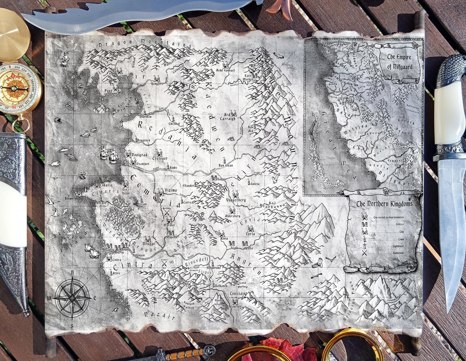 Handmade Witcher Map Scroll – Northern Realms, Fantasy World Art - Etsy